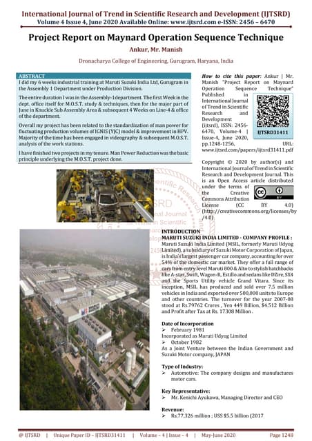 Most (Maynard Operation Sequence Technique) | PPTX