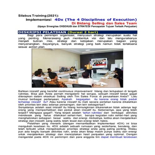 (2021) Silabus Training "Teknik Implementasi 4DX (The 4 Discipline of ...