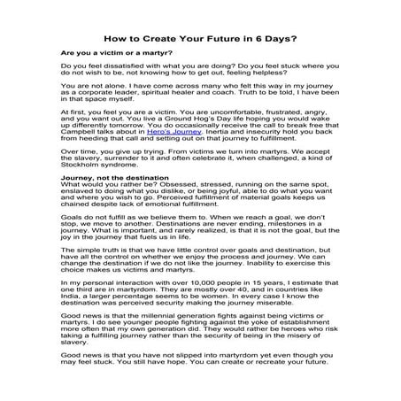 outline How to Create Your Future in 6 Days | PDF