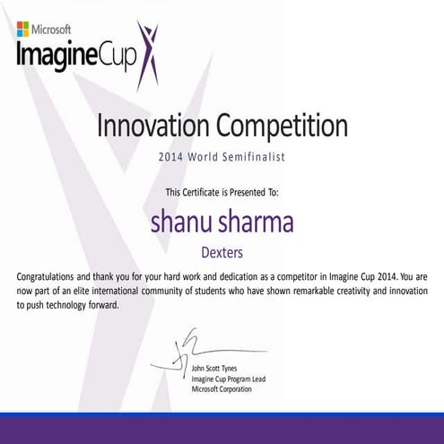 2014 Imagine Cup Challenge Certificates | DOCX | Awards Shows | Events