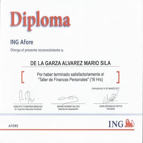 DIPLOMA ING TALLER FINANZAS PERSONALES C2 | PDF
