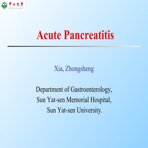 22 acute pancreatitis | PPT | Digestive Disorders | Diseases and Conditions