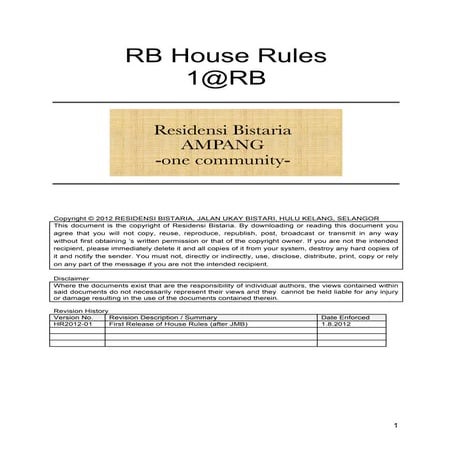 22 aug 2012 rb house rules | PDF