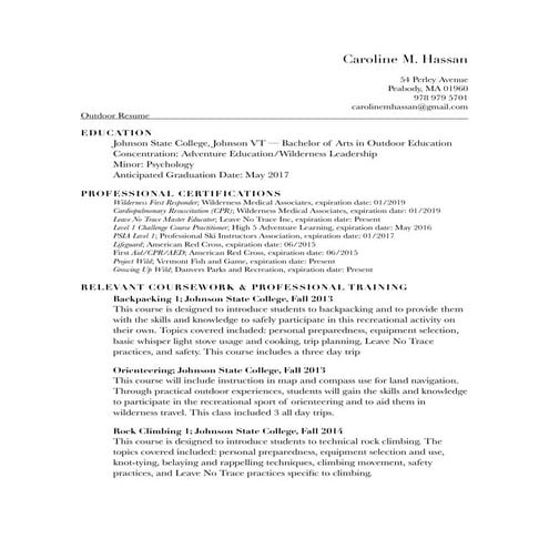 Outdoor Resume pdf | PDF | Climbing | Extreme Sports