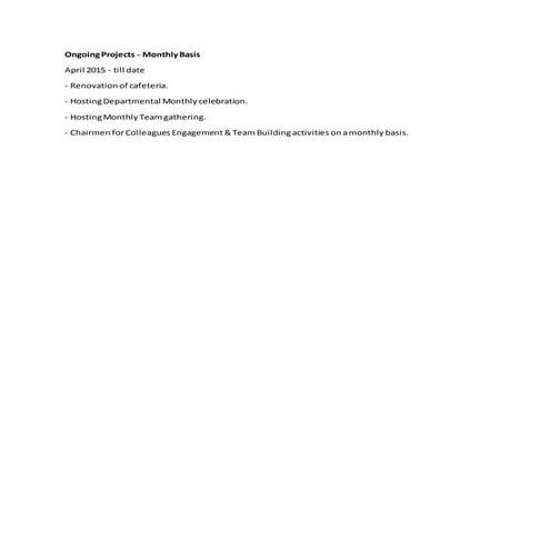 Ongoing Projects - Monthly Basis | DOCX