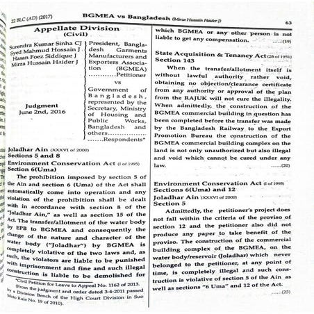 BGMEA v Government of Bangladesh, 22 BLC (AD) 2017 | PDF