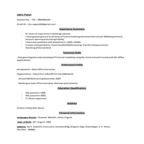 Jatin Patel.docx Resume | PDF