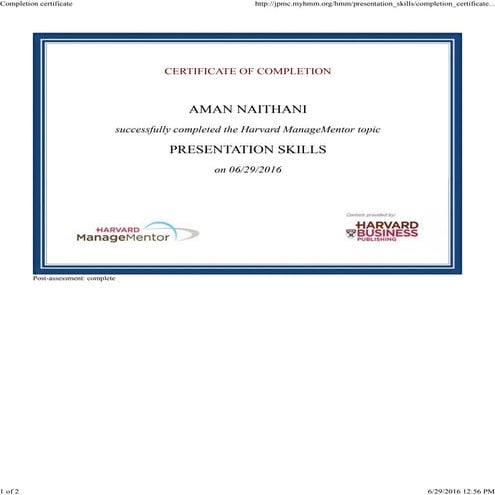 Completion certificate-presentation | PDF