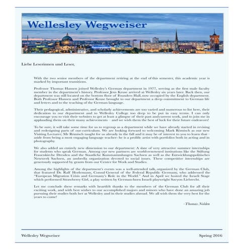 Wellesley's German Department Newsletter | PDF