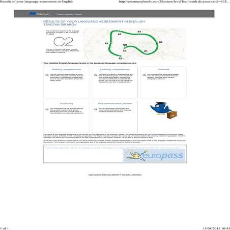 Results of your language assessment in English | PDF