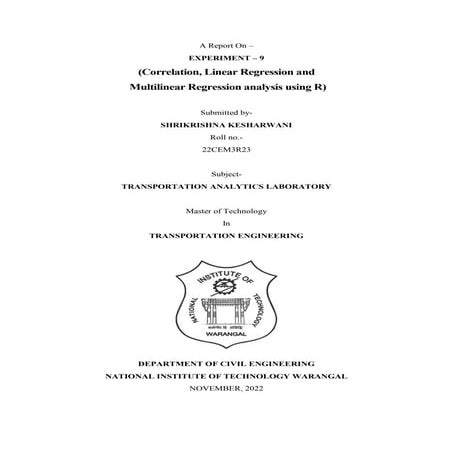 Correation, Linear Regression and Multilinear Regression using R software | PDF