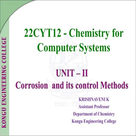 24CYT13 - Chemistry for Electronics and Computer Systems-Unit-V-E Waste ...