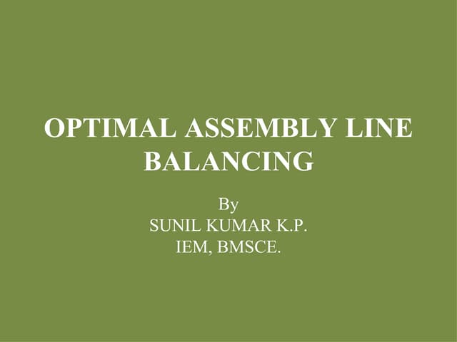 Line balancing example