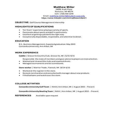 CCC Resume, References | DOCX