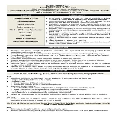 Sushil Kumar Jain resume (National) mod 3 (2) | DOC | Construction ...