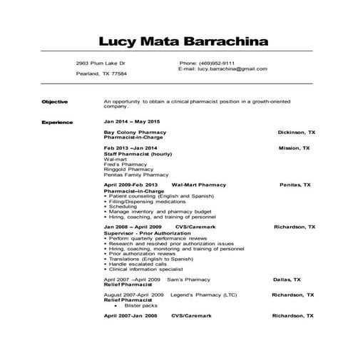 Lucy Barrachina Resume 2015 | DOCX