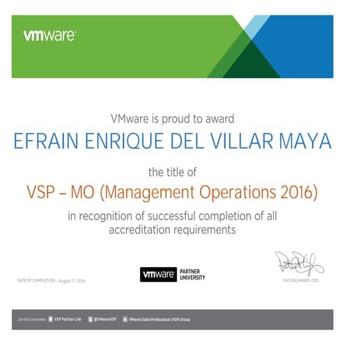 certificate VSP – MO (Management Operations 2016) | PDF | IT and ...