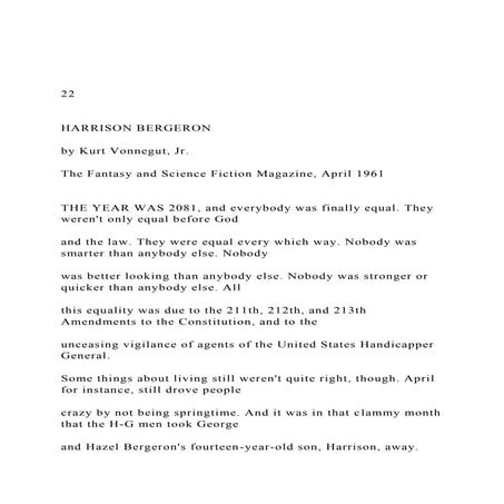 22 HARRISON BERGERON by Kurt Vonnegut, Jr. The.docx