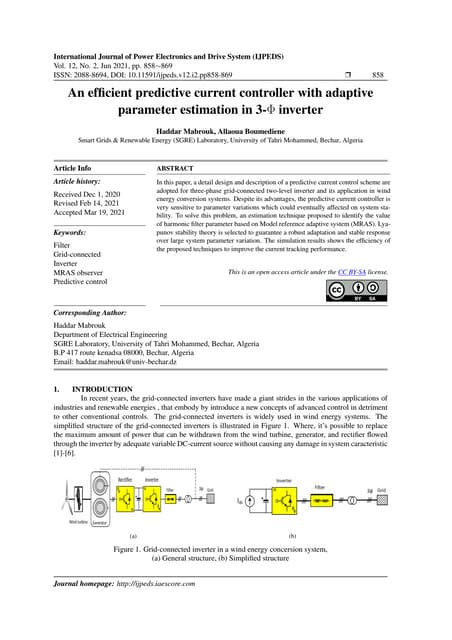 An Efficient Predictive Current Controller With Adaptive Parameter Estimation In 3 ϕ Inverter