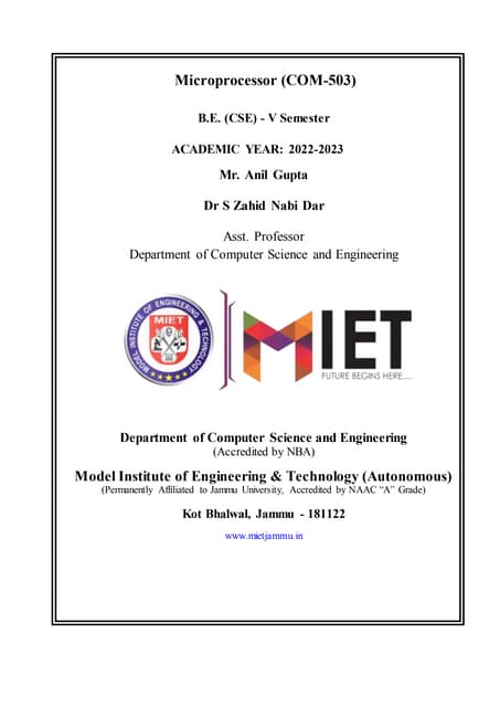 Session Plan Microprocessor And Interfacing New Pdf 