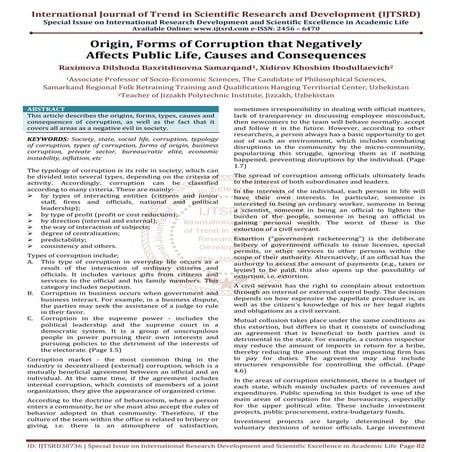 Origin, Forms of Corruption that Negatively Affects Public Life, Causes ...