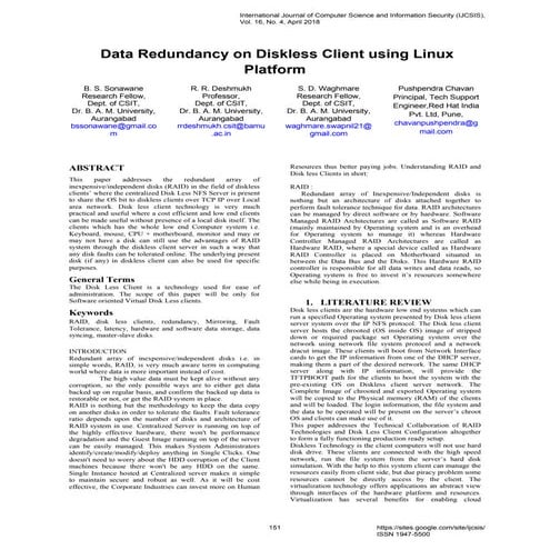 Data Redundancy on Diskless Client using Linux Platform | PDF