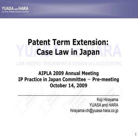 Patent Term Extension Case Law In Japan | PPTX