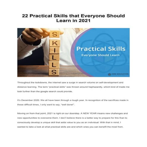 22 practical skills that everyone should learn in 2021 | PDF