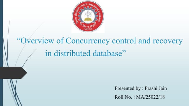 Overview Of Concurrency Control And Recovery In Distributed Databases 4250