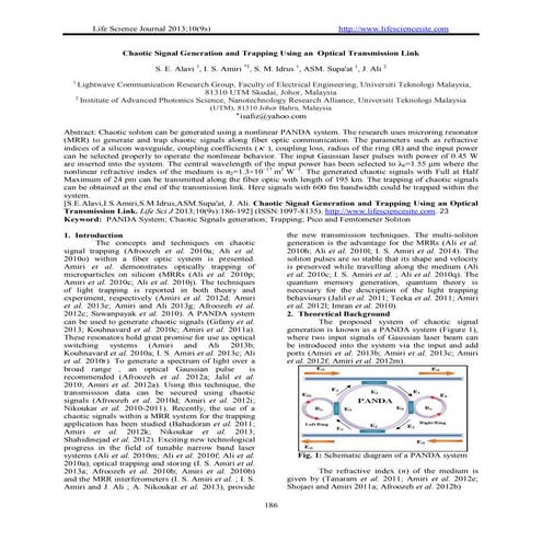 Chaotic Signal Generation and Trapping Using an Optical Transmission Link | PDF