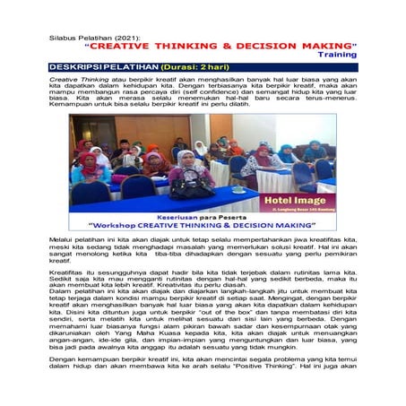 (2021). Silabus_ Training "CREATIVE THINKING and DECISION MAKING" | DOCX