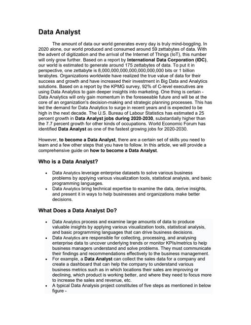 Your Guide to Becoming a Data Analyst | PDF
