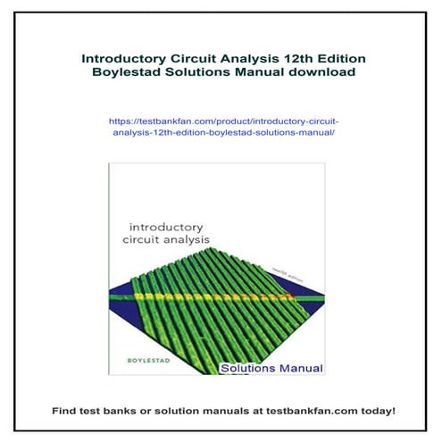 Introductory Circuit Analysis 12th Edition Boylestad Solutions Manual | PDF