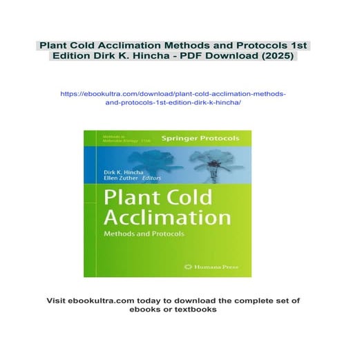 Plant Cold Acclimation Methods and Protocols 1st Edition Dirk K. Hincha ...