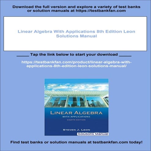 Linear Algebra With Applications 8th Edition Leon Solutions Manual | PDF