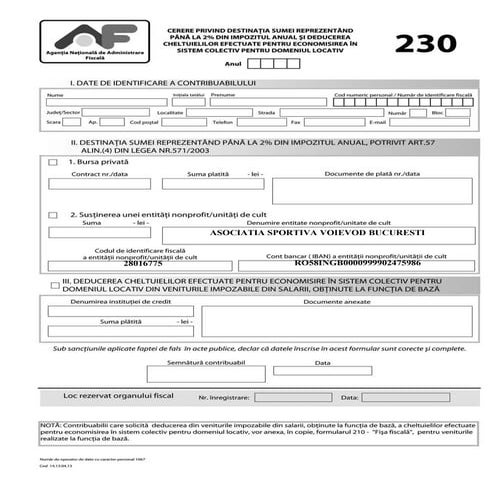 Formularul 230 | DOC
