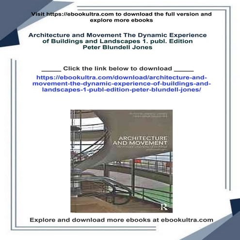 Architecture and Movement The Dynamic Experience of Buildings and Landscapes 1. publ. Edition ...