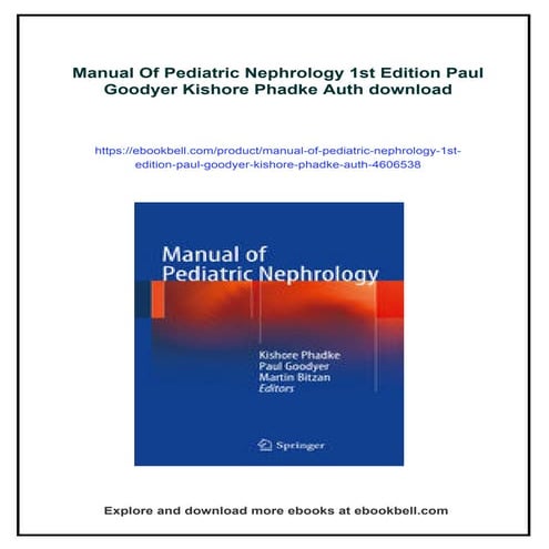 Manual Of Pediatric Nephrology 1st Edition Paul Goodyer Kishore Phadke ...