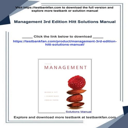 Management 3rd Edition Hitt Solutions Manual | PDF