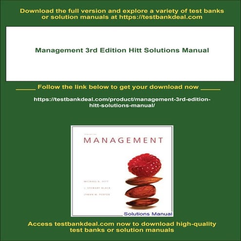 Management 3rd Edition Hitt Solutions Manual | PDF