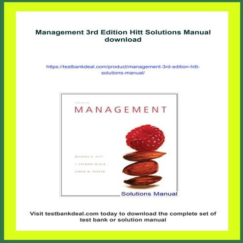 Management 3rd Edition Hitt Solutions Manual | PDF