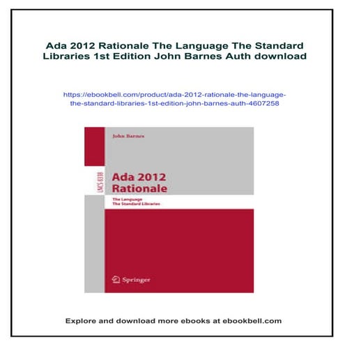 Ada 2012 Rationale The Language The Standard Libraries 1st Edition John ...