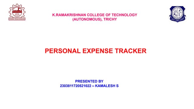 Expense Tracker power point presentation | PPTX