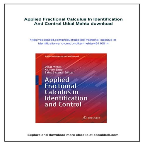 Applied Fractional Calculus In Identification And Control Utkal Mehta | PDF