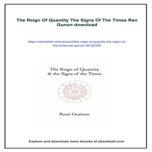 The Reign Of Quantity The Signs Of The Times Ren Gunon | PDF