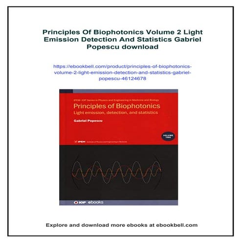 Principles Of Biophotonics Volume 2 Light Emission Detection And ...