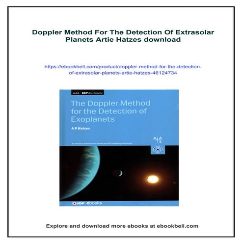 Doppler Method For The Detection Of Extrasolar Planets Artie Hatzes | PDF