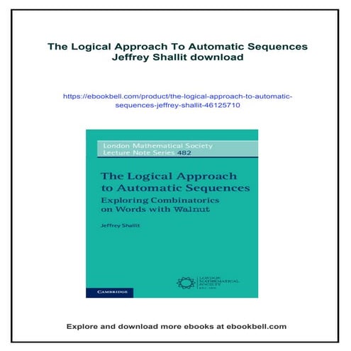The Logical Approach To Automatic Sequences Jeffrey Shallit | PDF