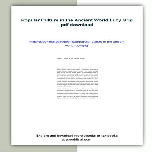 Popular Culture in the Ancient World Lucy Grig | PDF