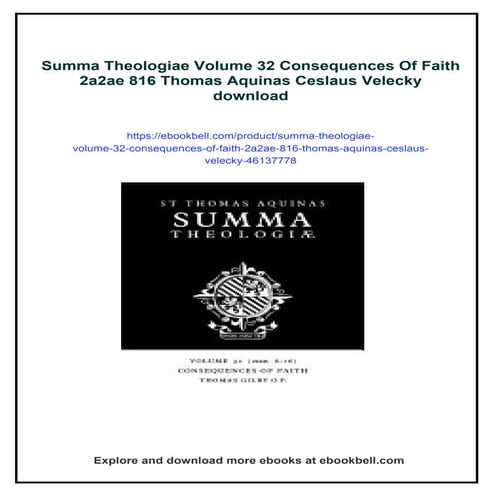 Summa Theologiae Volume 32 Consequences Of Faith 2a2ae 816 Thomas ...